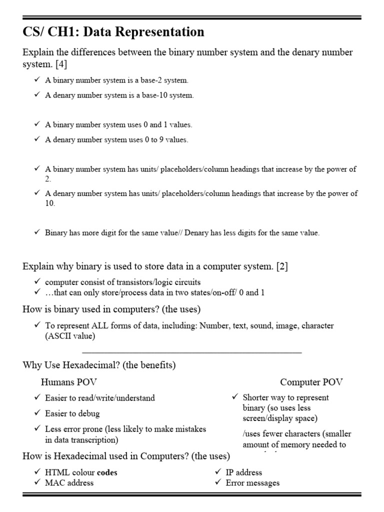 CS ch1 Data Representation | PDF | Data Compression | Computer Science CS ch1 Data Representation | PDF | Data Compression | Computer Science