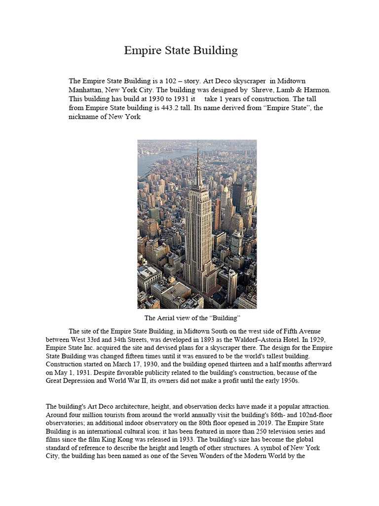 Empire State Building I. | PDF | Travel | Art