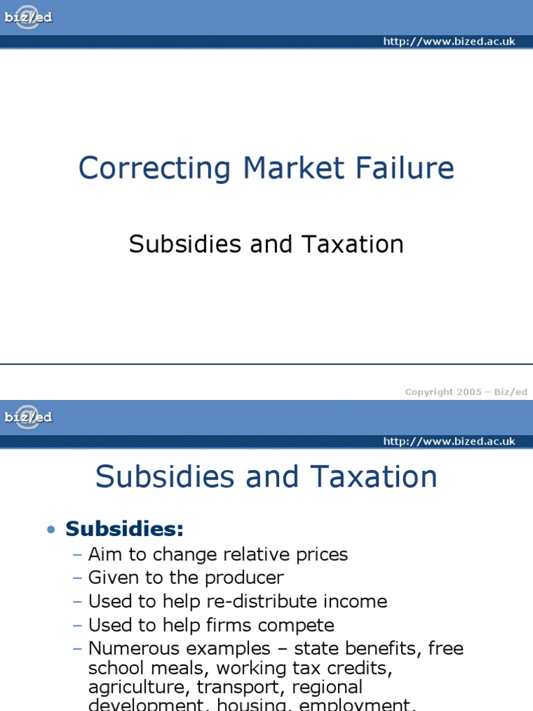 Correcting Market Failure | PDF | Tax Incidence | Subsidy