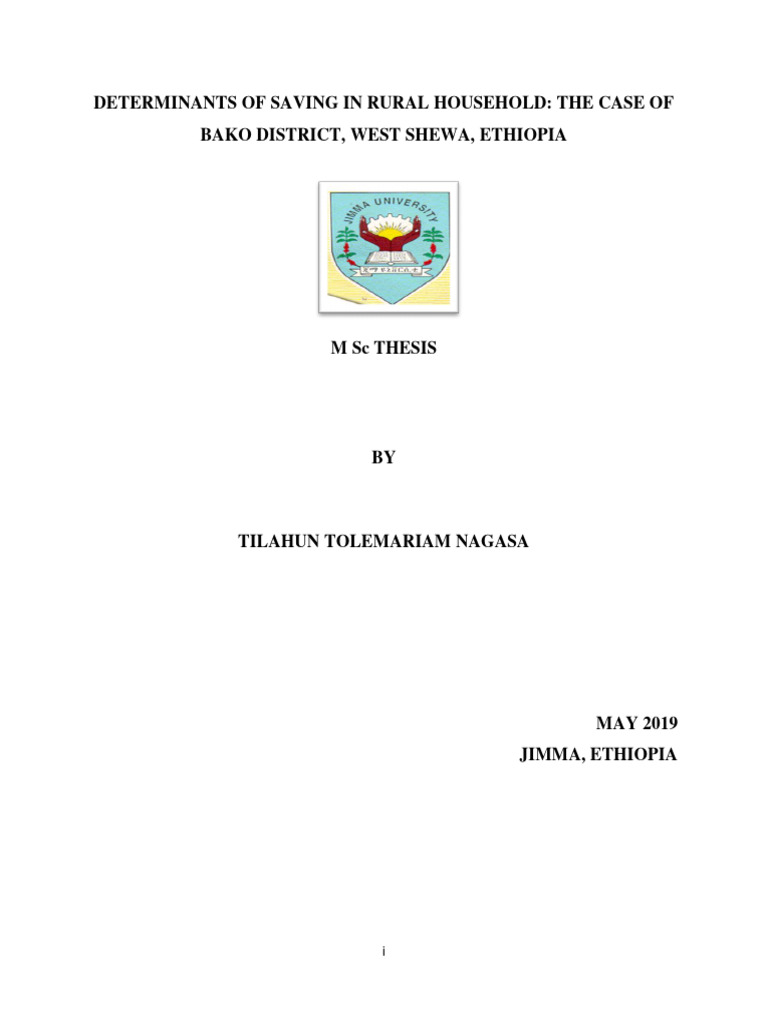 Determinants of Saving in Case of Bako District, West Shewa Ethiopia ...