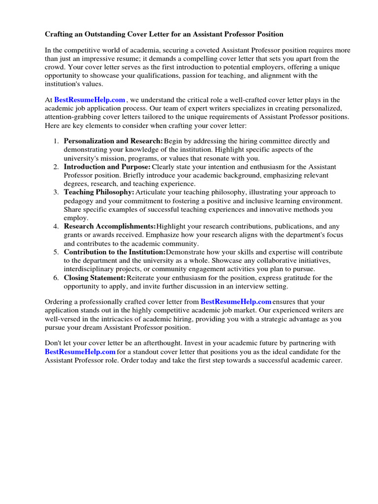 Assistant Professor Cover Letter Guide | PDF | Résumé | Recruitment