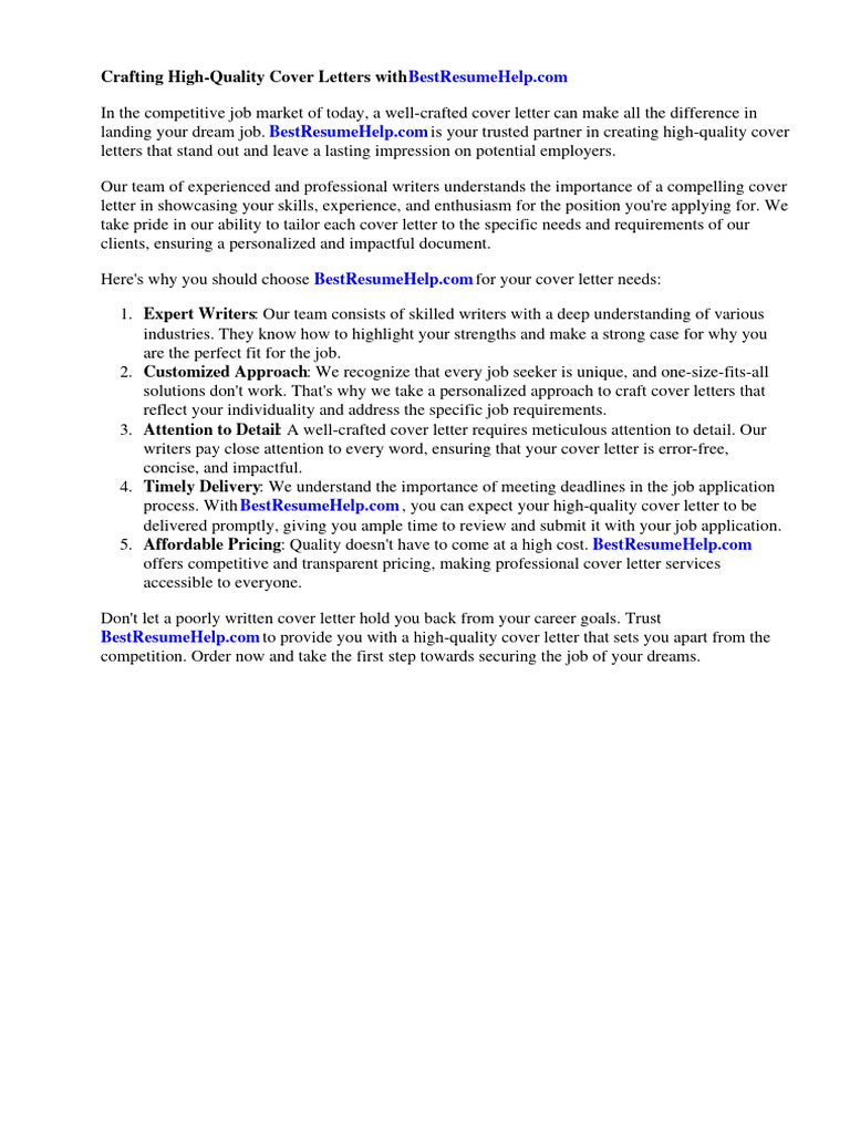 High Quality Cover Letter | PDF | Résumé | Experience