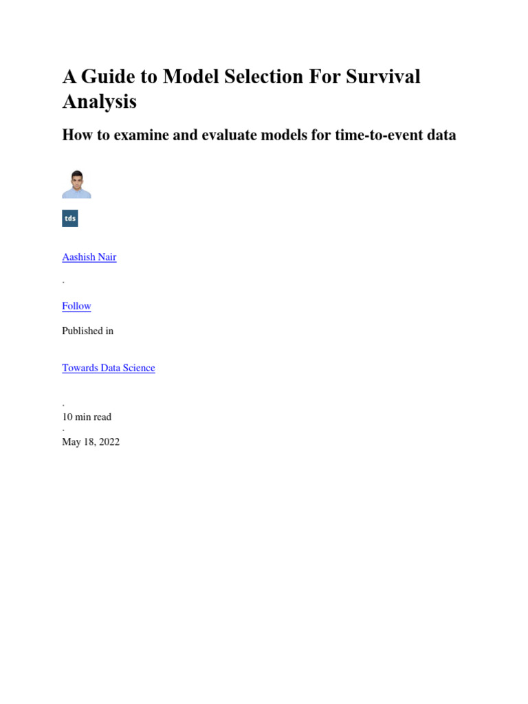 A Guide To Model Selection For Survival Analysis | PDF | Linear Regression | Dependent And ...
