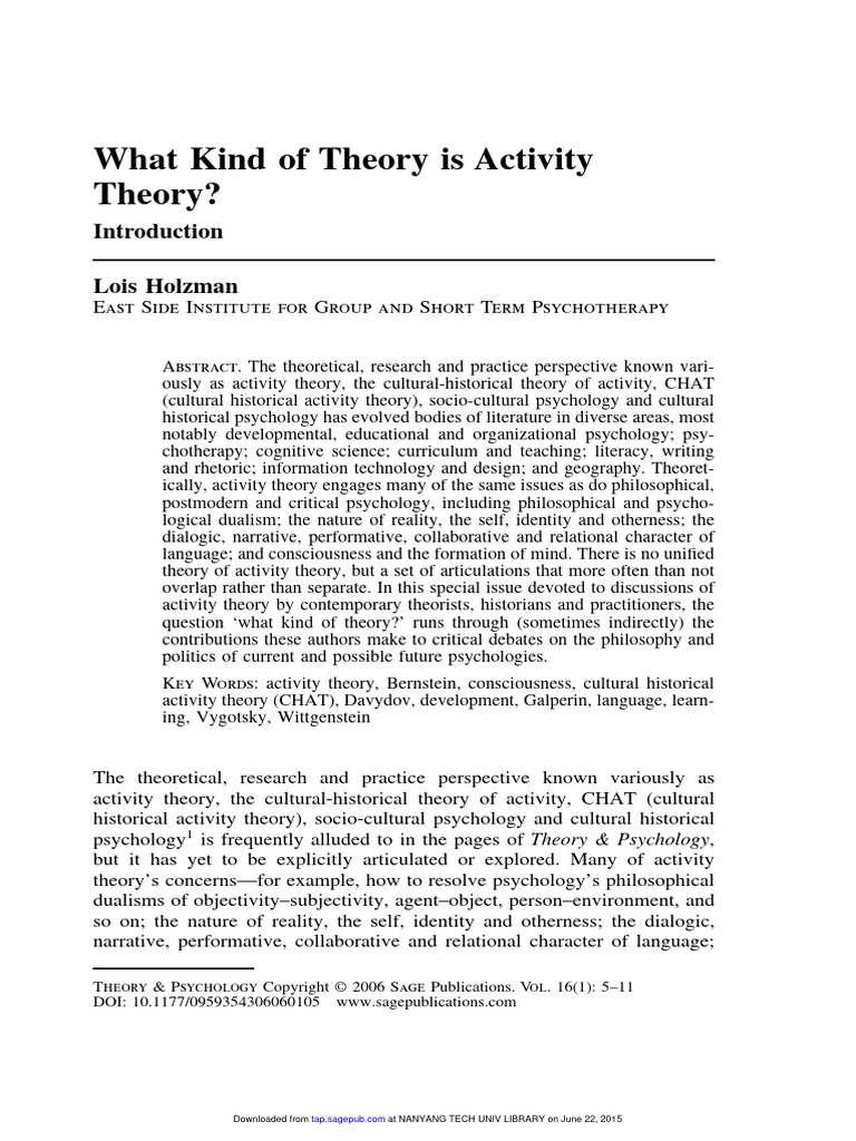 What is Activity Theory | PDF | Psychology | Constructivism (Philosophy ...
