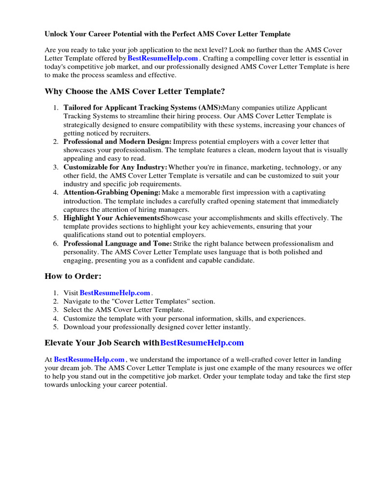 Ams Cover Letter Template | PDF | Résumé | Software