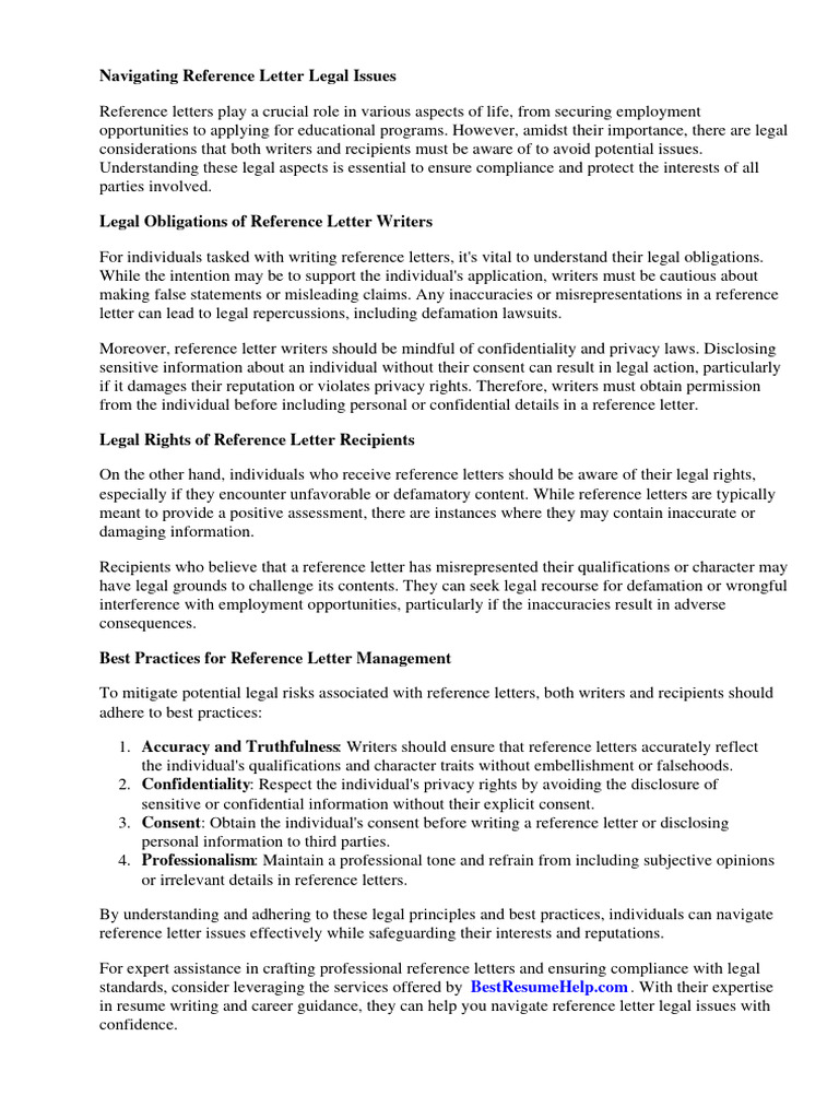 Legal Considerations for Reference Letters | PDF | Defamation | Privacy