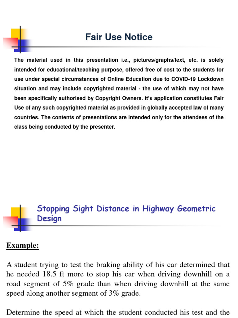 Sight Distances (Problems) | PDF | Controlled Access Highway | Road