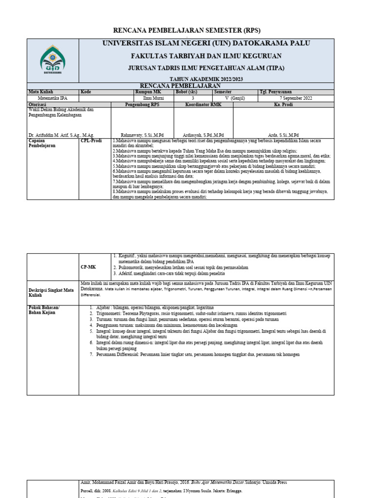 Rps Matematika Ipa | PDF