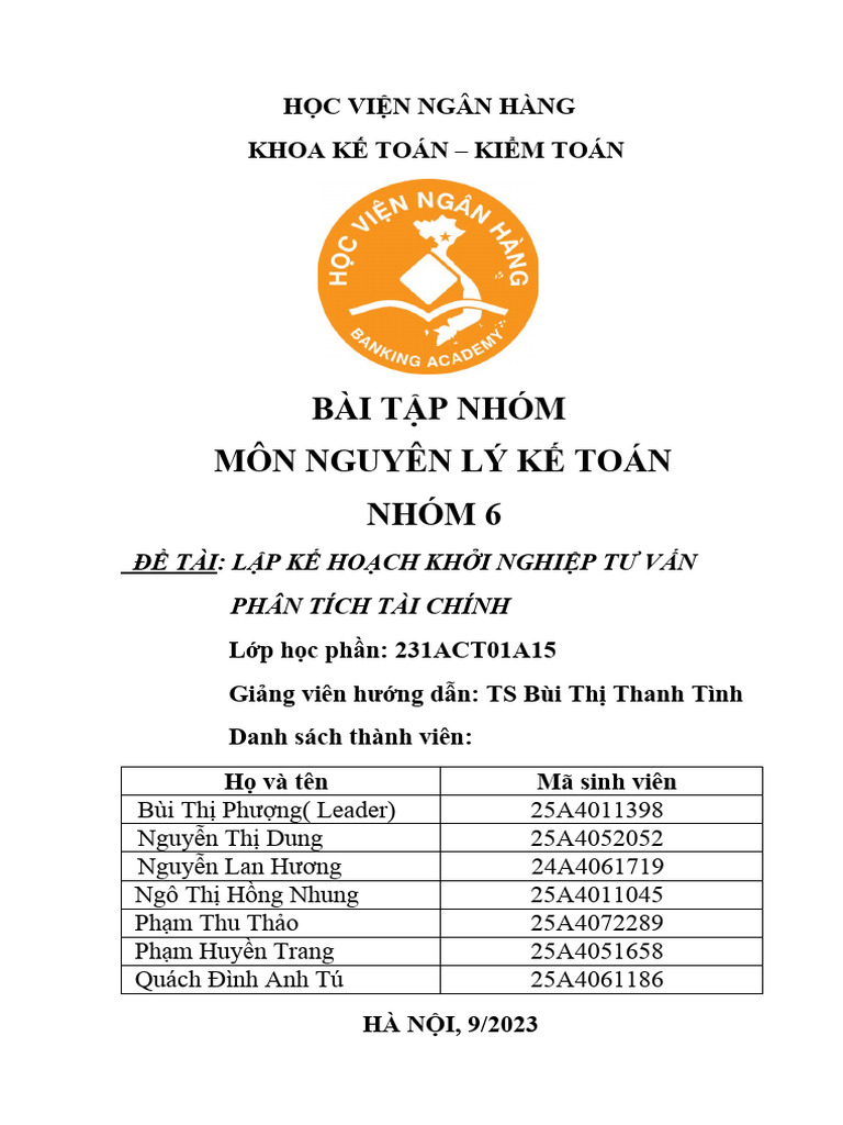 BTL Nguyên lý kế toán | PDF