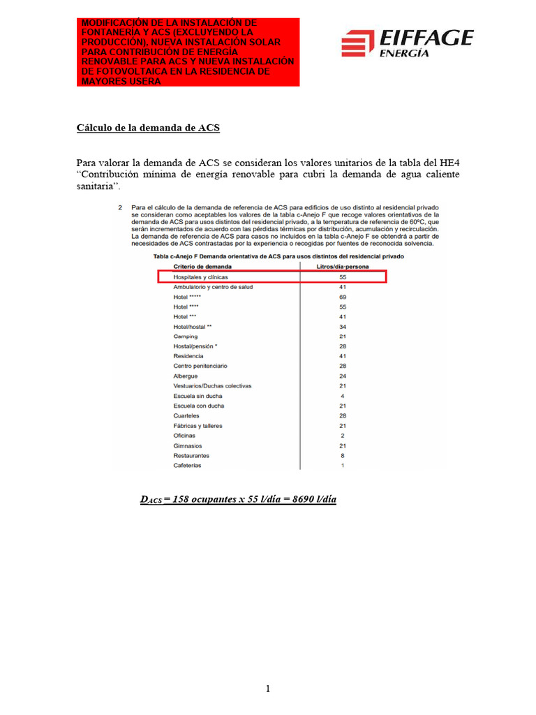 Demanda ACS - Esquema ACS Existente | PDF | Fotovoltaica | Energía renovable