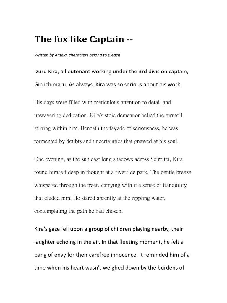 The Fox Like Captain - : Written by Amela, Characters Belong To Bleach ...