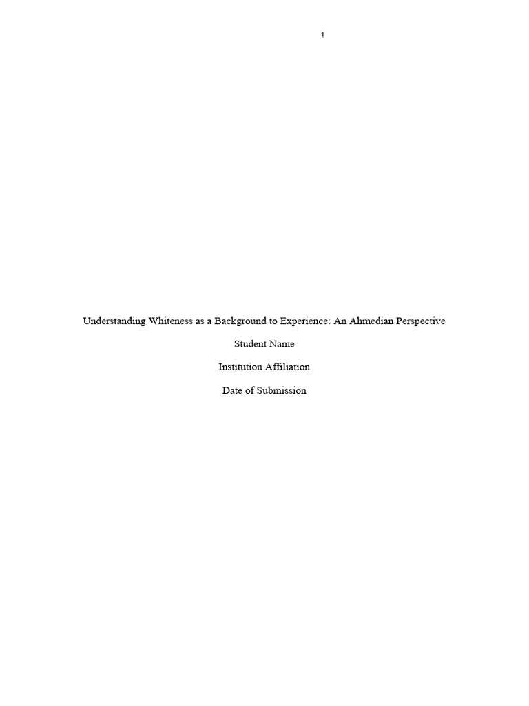 Understanding Whiteness As A Background To Experience New | PDF ...