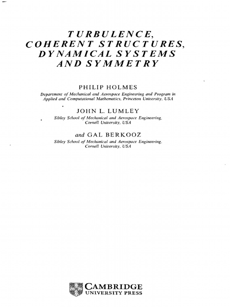 Turbulence Coherent Structures Dynamical Systems and Symmetry | PDF