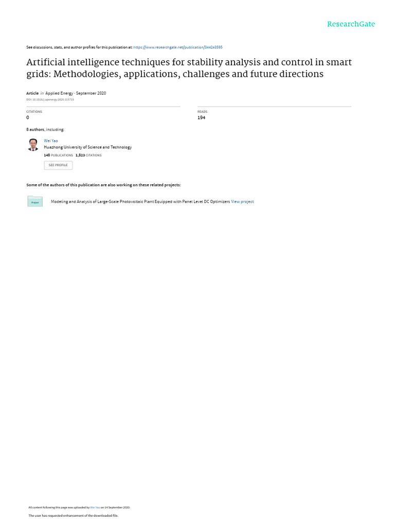 AI Techniques For Stability Analysis and Control in Smart Grids | PDF | Machine Learning ...