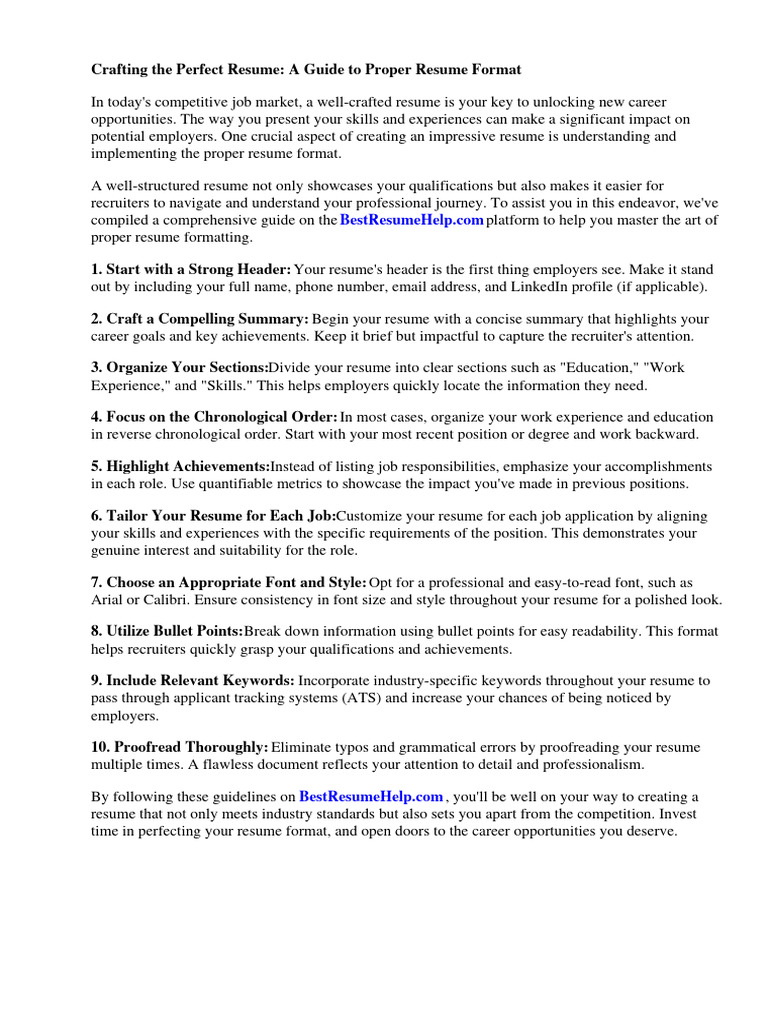 Proper Resume Format | PDF | Résumé | Recruitment