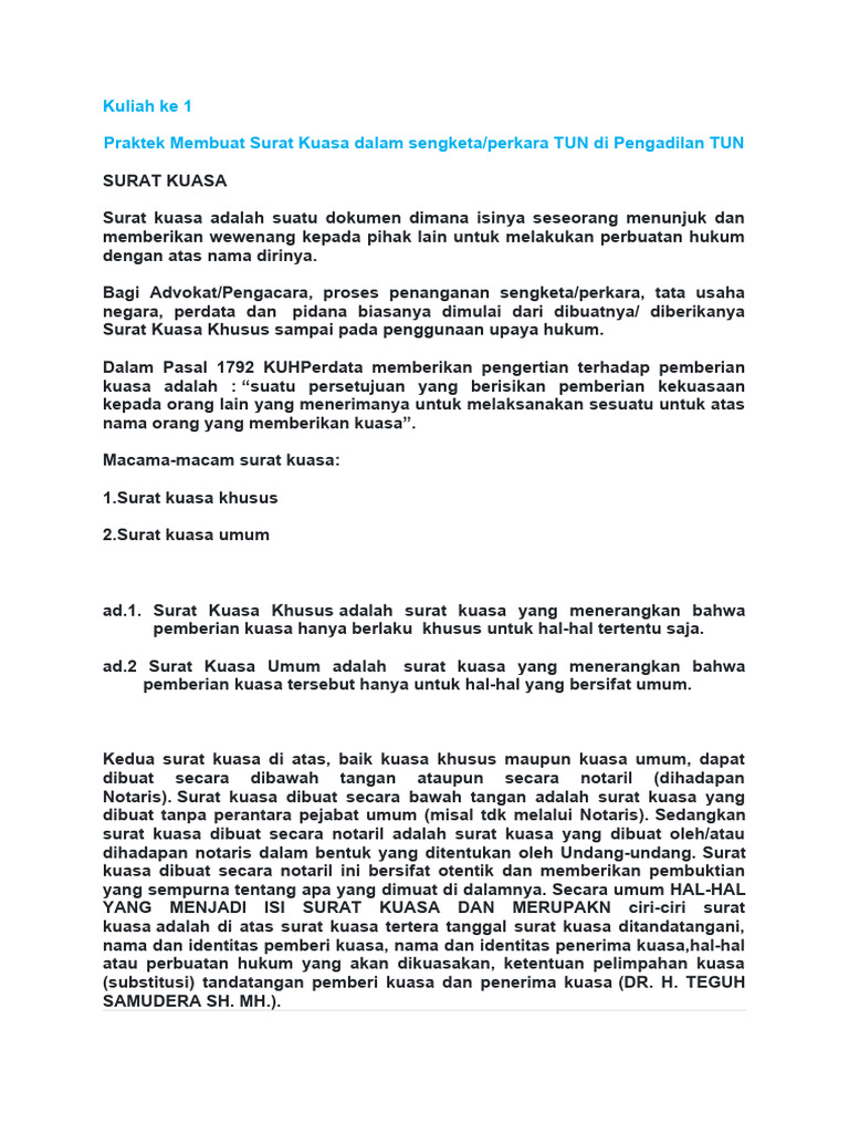 Surat Kuasa Tun | PDF