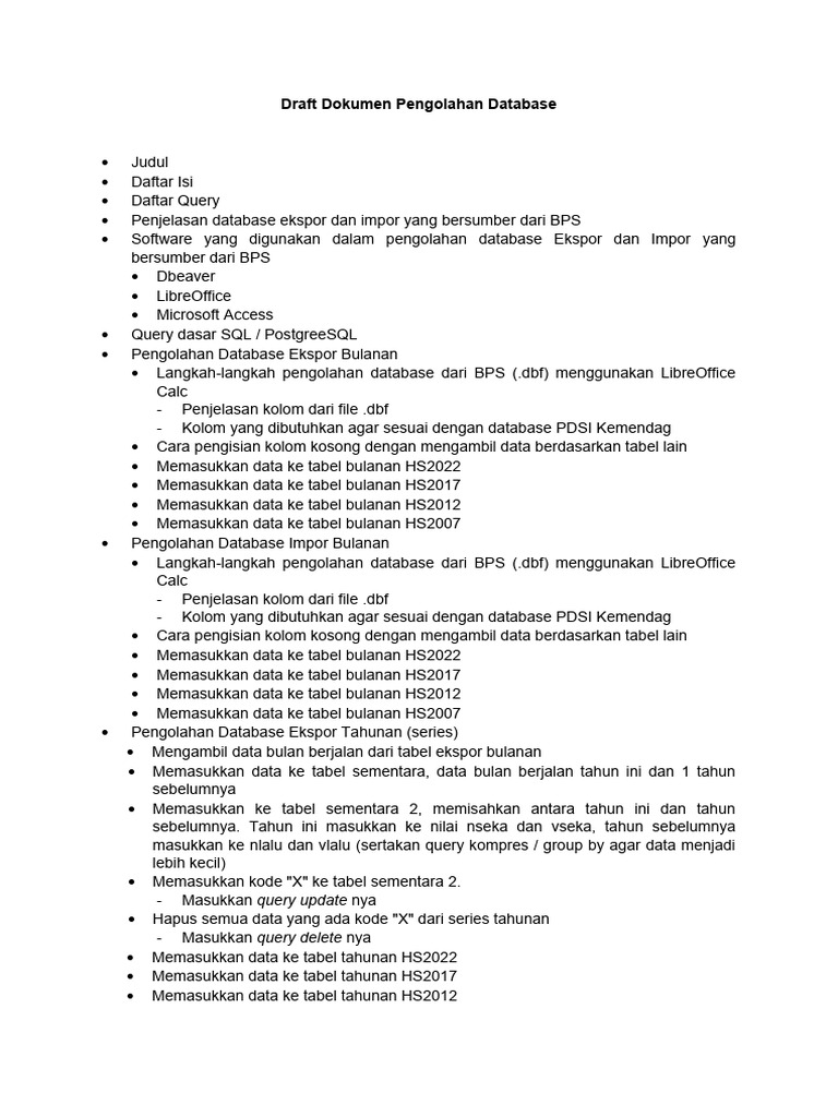 Output 2 - Draft Dokumen Pengolahan Database | PDF