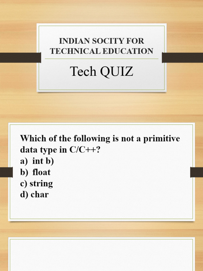 tech quiz | PDF | Pointer (Computer Programming) | Variable (Computer Science)