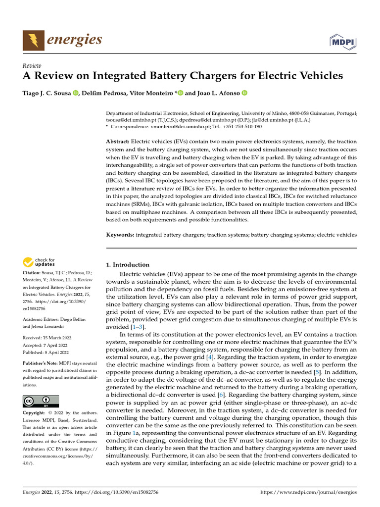 A Review on Integrated Battery Chargers for Electric Vehicles | PDF ...