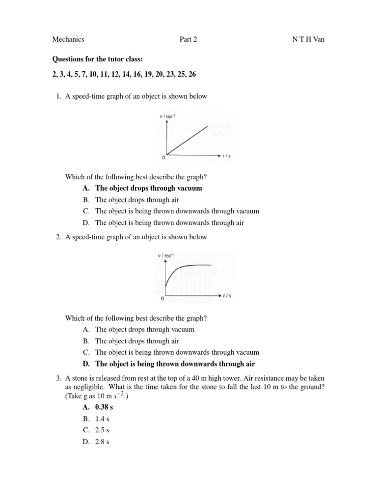 USTH B1 ExerciseMechanics Part2 Solution | PDF | Acceleration | Projectiles
