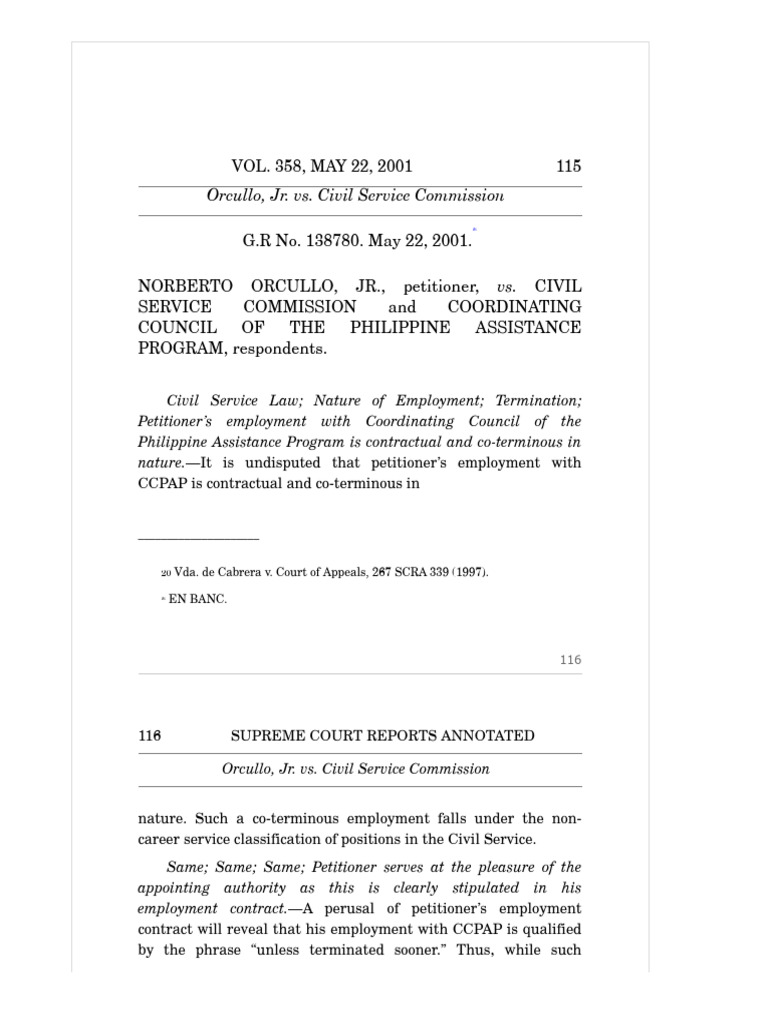 Orcullo, Jr. vs. Civil Service Commission | PDF | Appeal | Employment