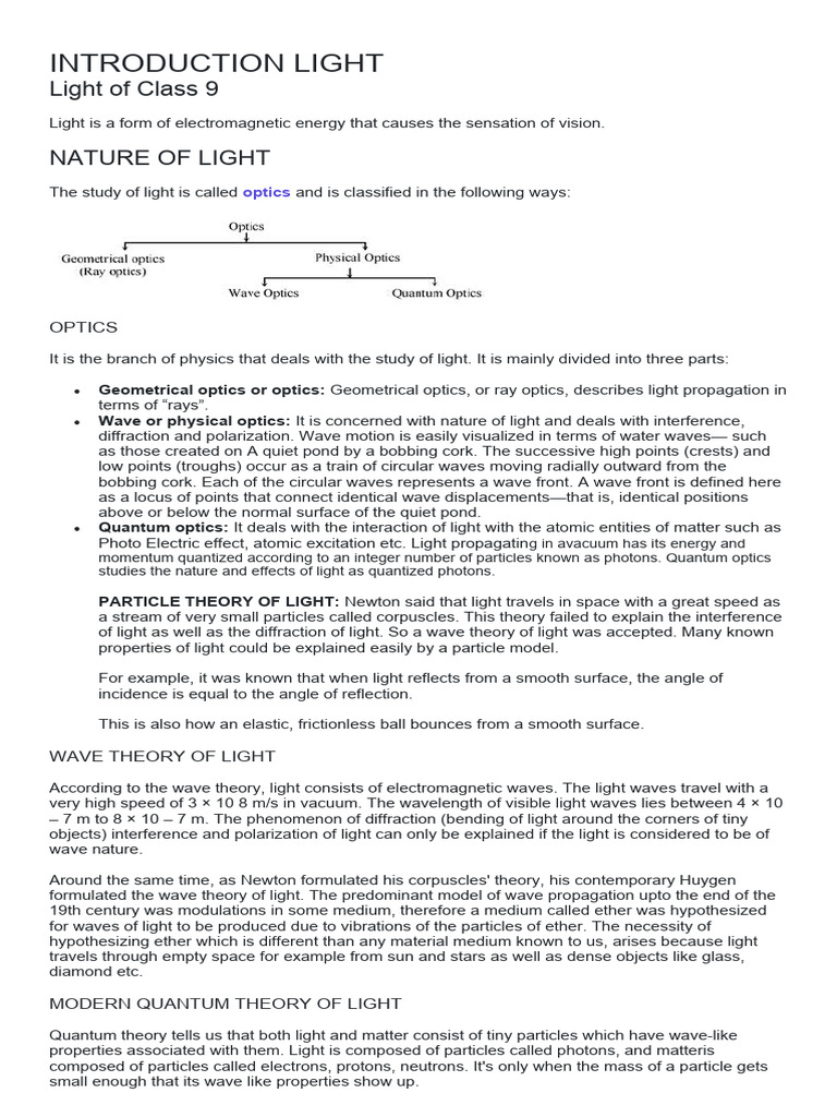 Light Notes | PDF | Light | Laser
