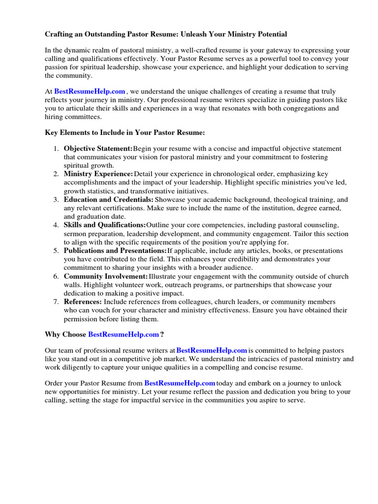 Pastor Resume Sample | PDF | Résumé | Leadership