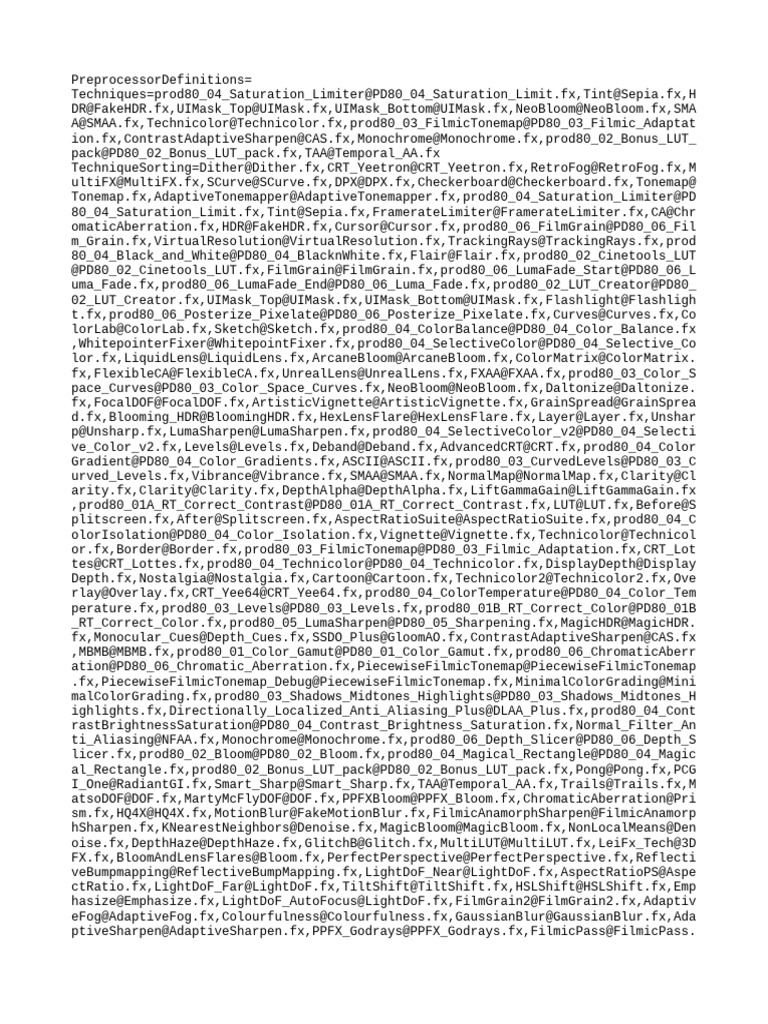 SweetFX - Settings - b'ARK - Survival Evolved' - B' (R.I.S.) Realistic Immersive Shaders' | PDF