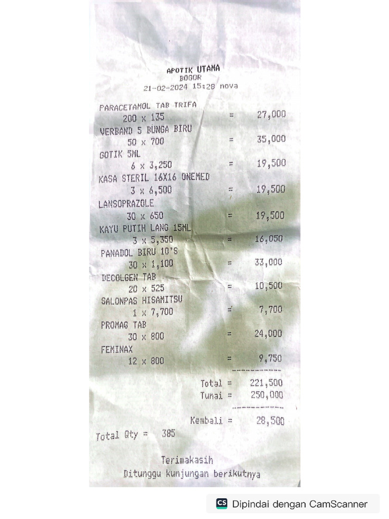 Nota contoh obat yang benar | PDF