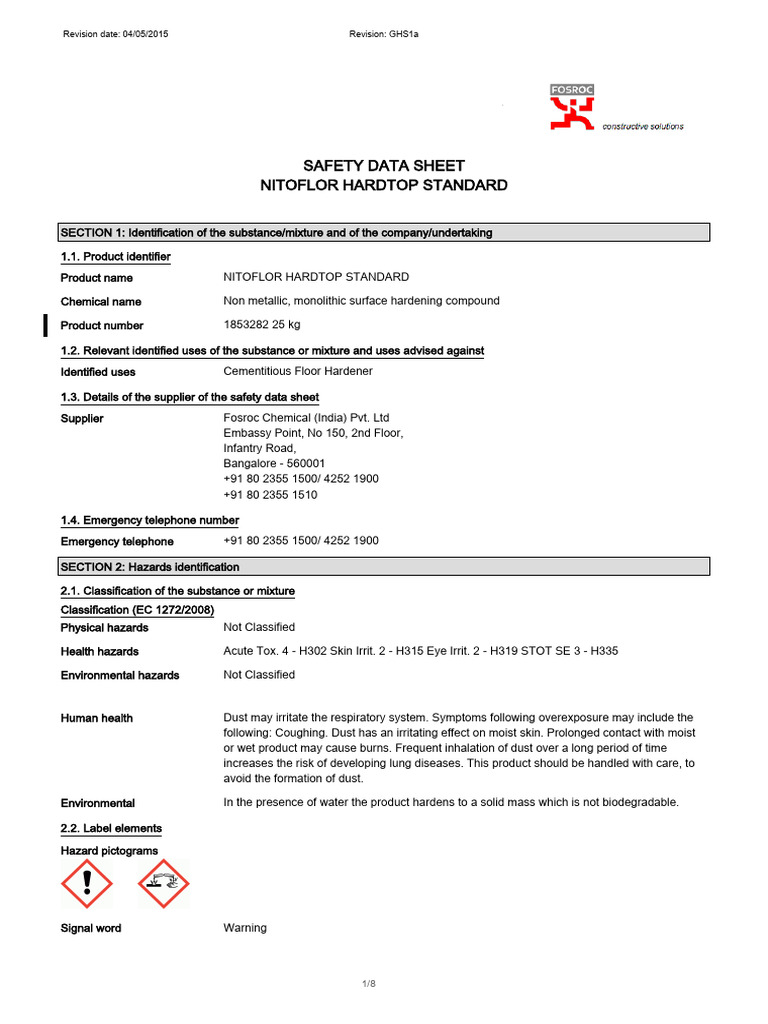 Sds Nitoflor Hardtop Standard India | PDF