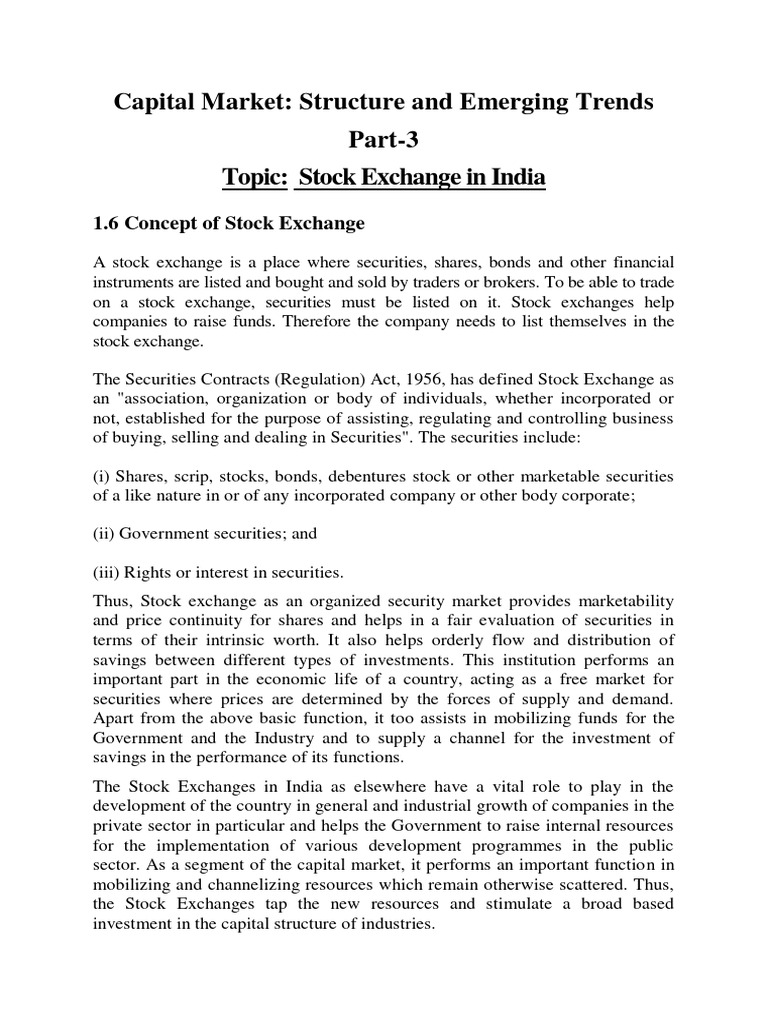 India's Stock Exchange Insights | PDF | Stocks | Securities (Finance)