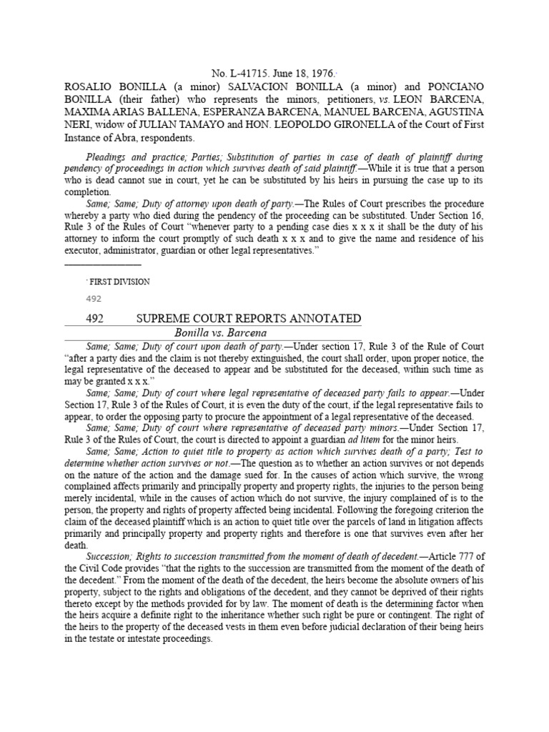 Bonilla vs. Barcena | PDF | Lawsuit | Complaint