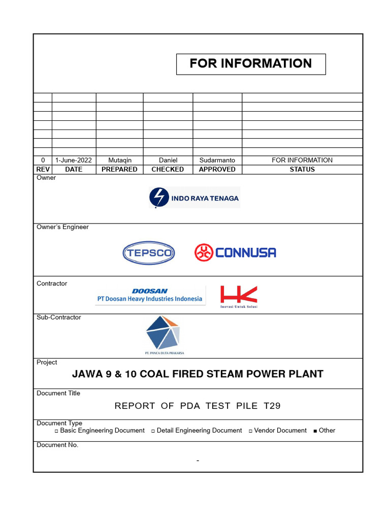 Report of PDA Test Pile T29 | PDF | Deep Foundation | Strength Of Materials