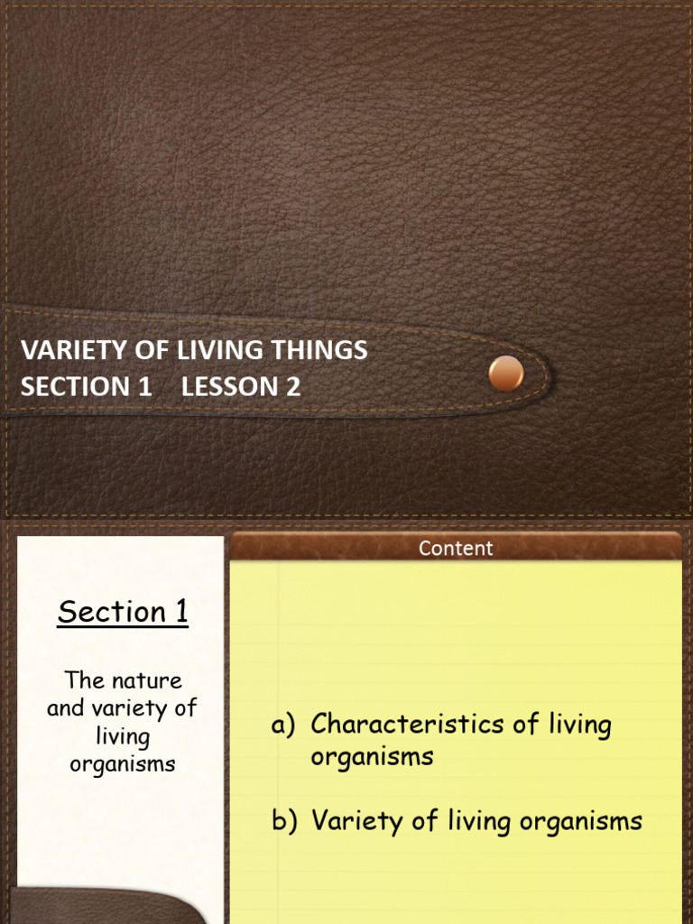 Biology VII Section 1 Lesson 2 Variety of Living Organisms | PDF ...