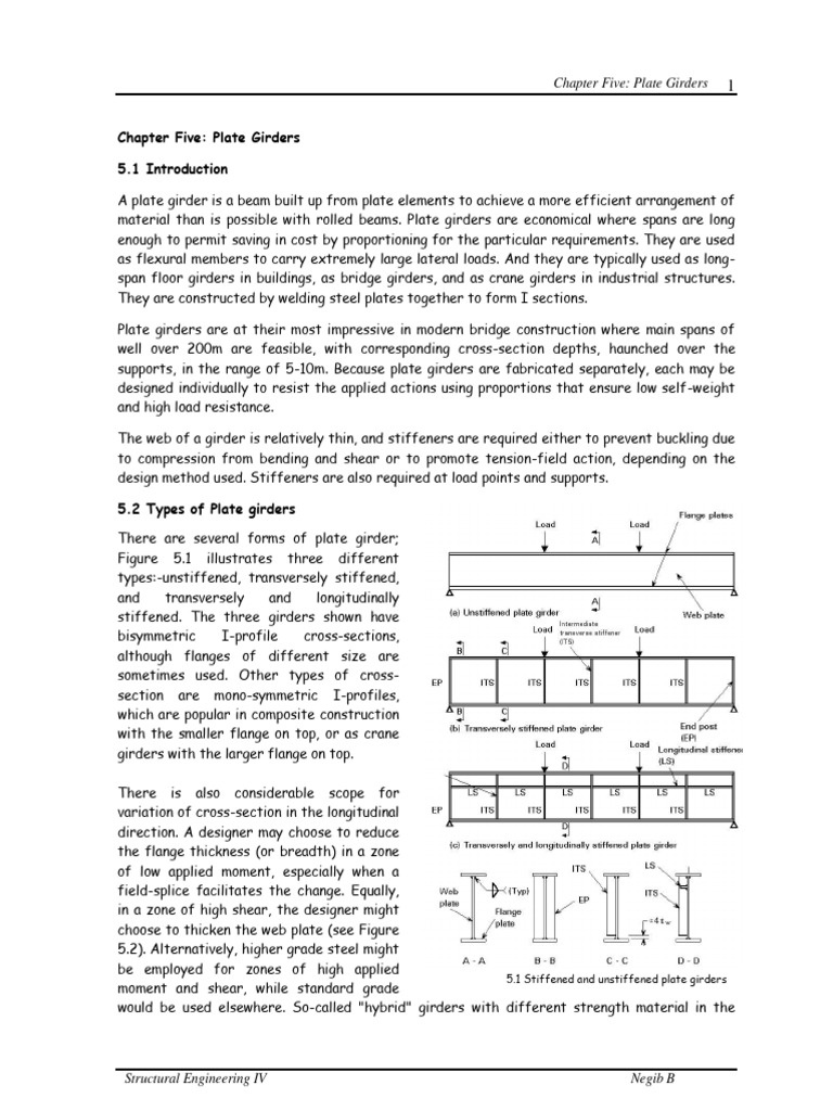 Chapter 5, plate girders tttt | PDF | Buckling | Bending