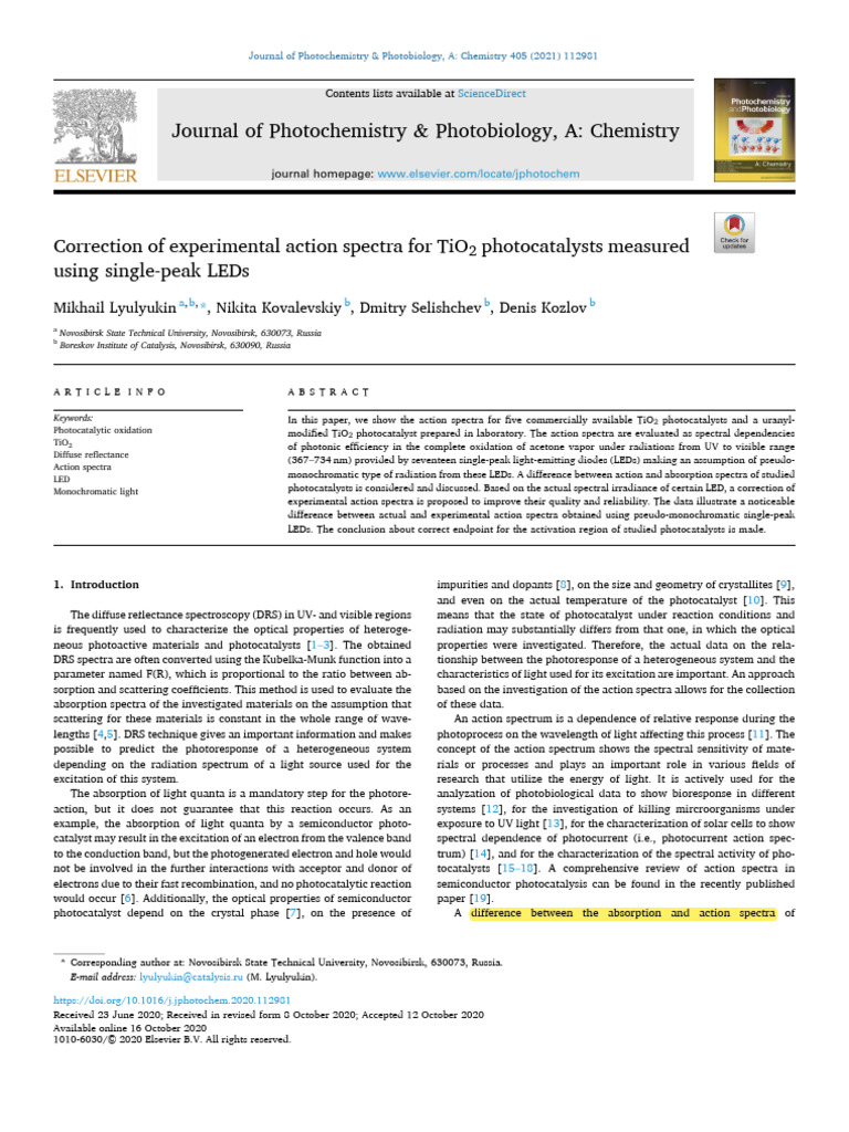 Correction of Experimental Action Spectra For TiO2 Photocatalysts ...