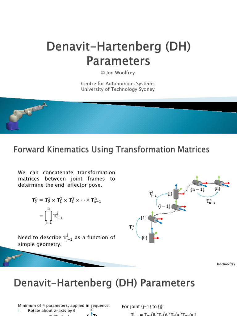 4.2 DH Parameters | PDF | Kinematics | Cartesian Coordinate System