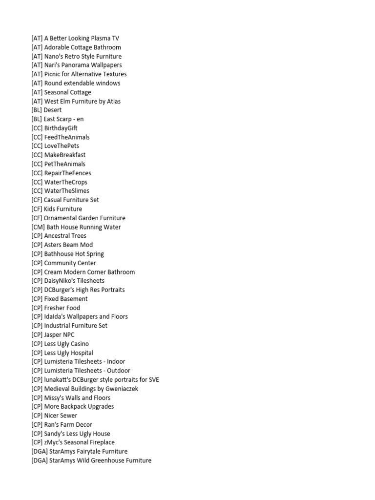 List of Mods | PDF | Decorative Arts | Home