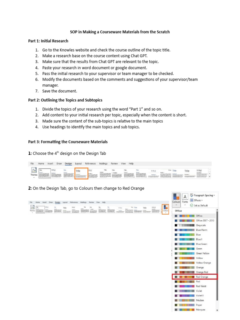 SOP in Making A Courseware Materials From The Scratch | PDF