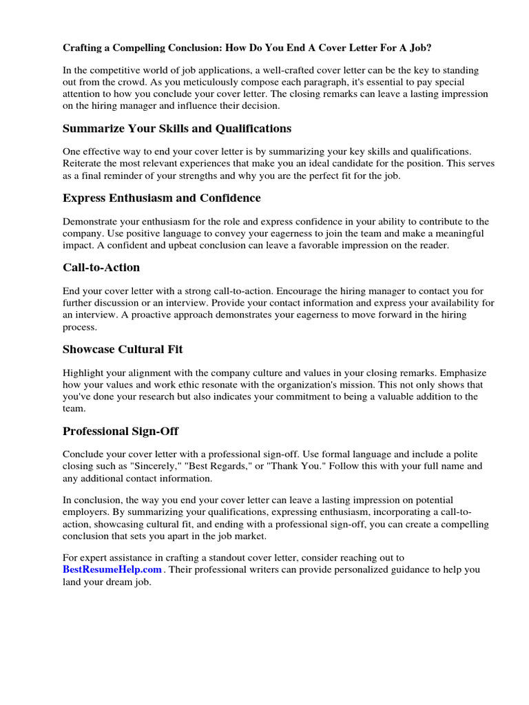Ending Your Cover Letter Effectively | PDF | Job Interview | Résumé