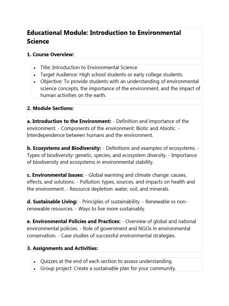 Educational Module | PDF | Ecosystem | Natural Environment
