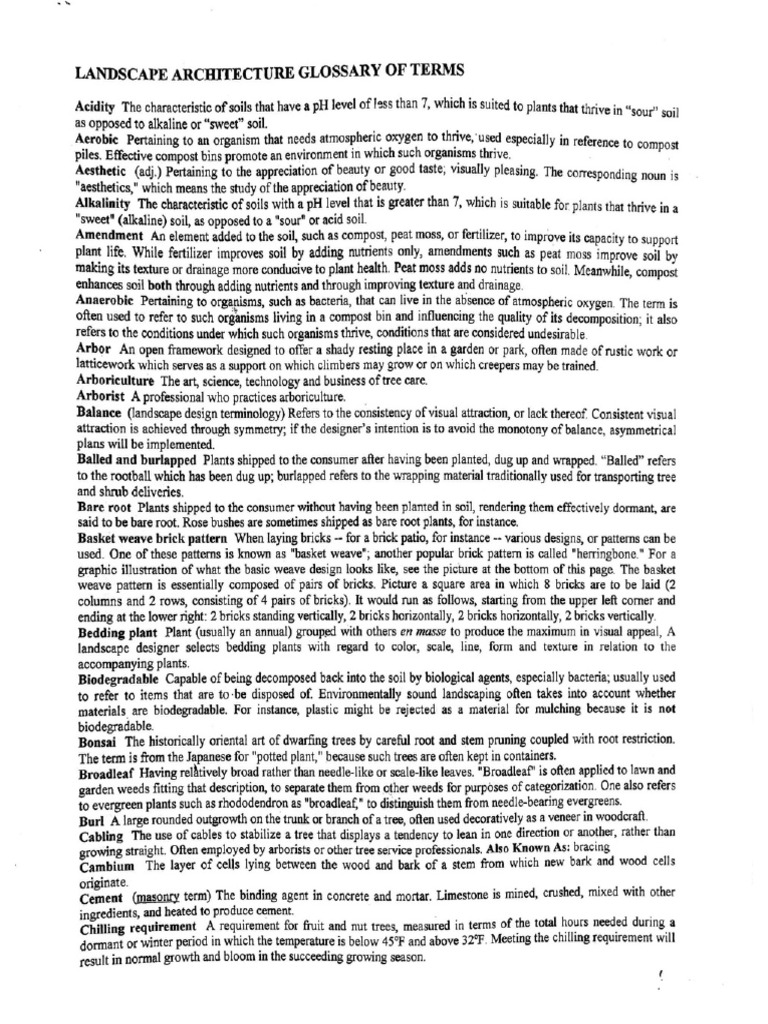Planning - Landscape Architecture Glossary of Terms | PDF