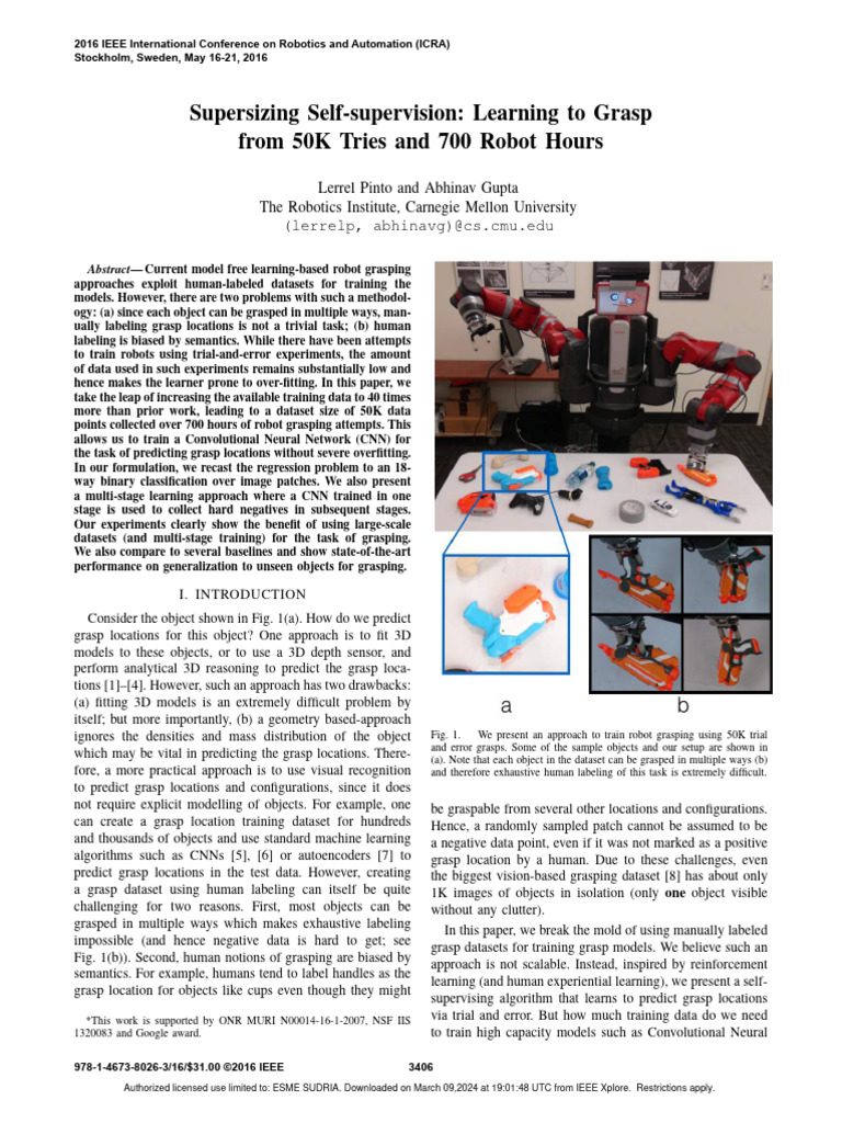 Large-Scale Self-Supervised Robot Grasping | PDF | Computational Neuroscience | Computing