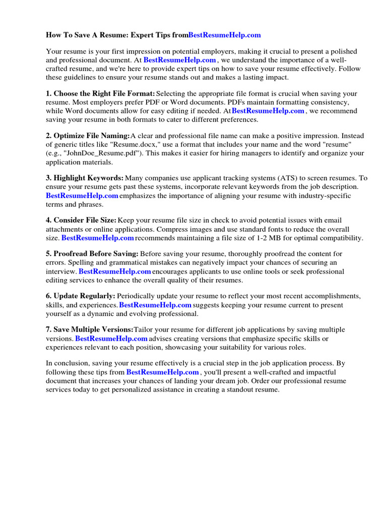 How To Save A Resume From Indeed | PDF