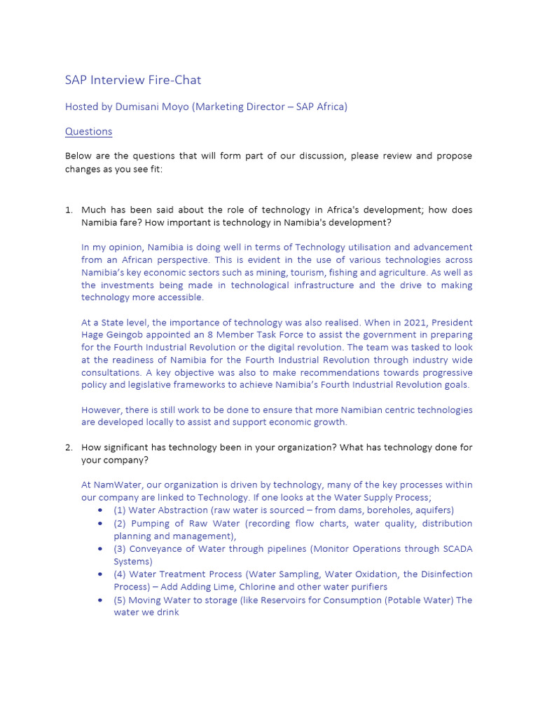 SAP Interview | Download Free PDF | Cloud Computing | Namibia