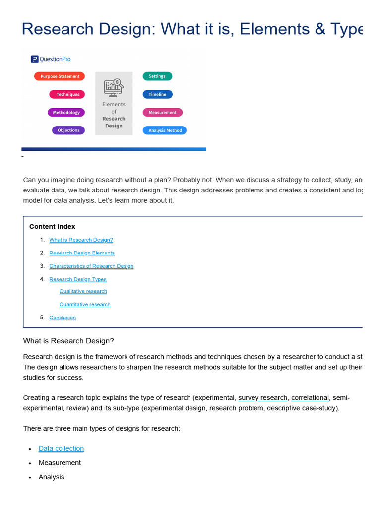 Research Design - What It Is Elements Types - QuestionPro | PDF ...