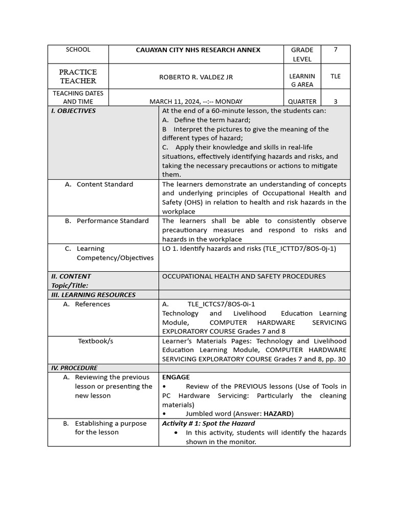 SCHOOL | PDF | Learning | Hazards