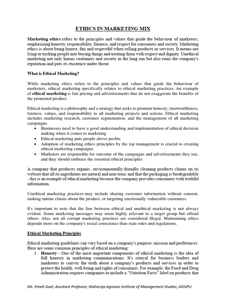 Ethical Issues in Marketing Mix & Unethical Advertising | PDF ...