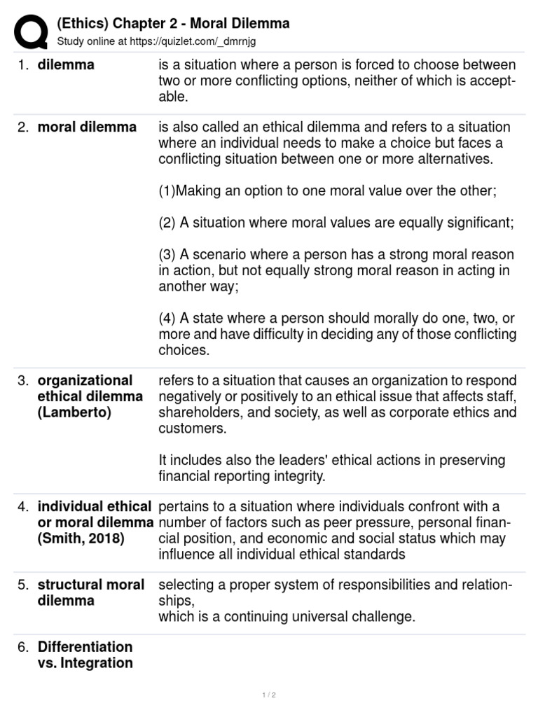(Ethics) Chapter 2 - Moral Dilemma | PDF | Business Ethics | Behavioural Sciences