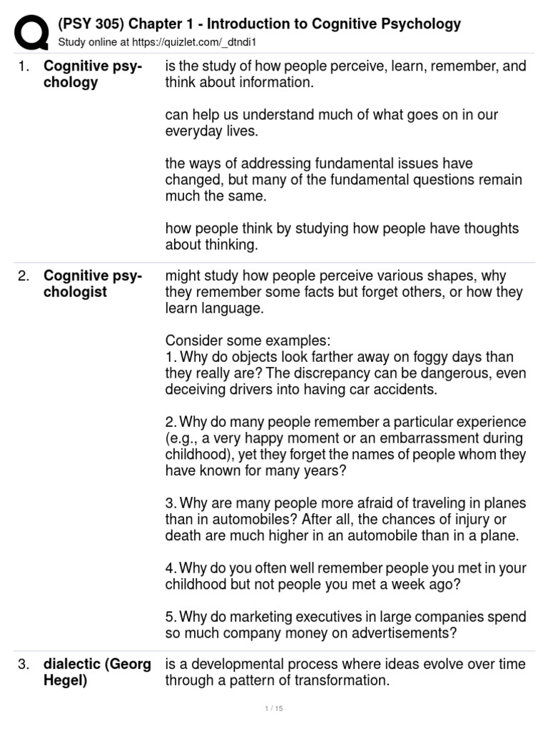 Intro to Cognitive Psychology Overview | PDF | Behaviorism | Psychology